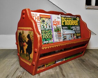 Wood magazine rack | Etsy