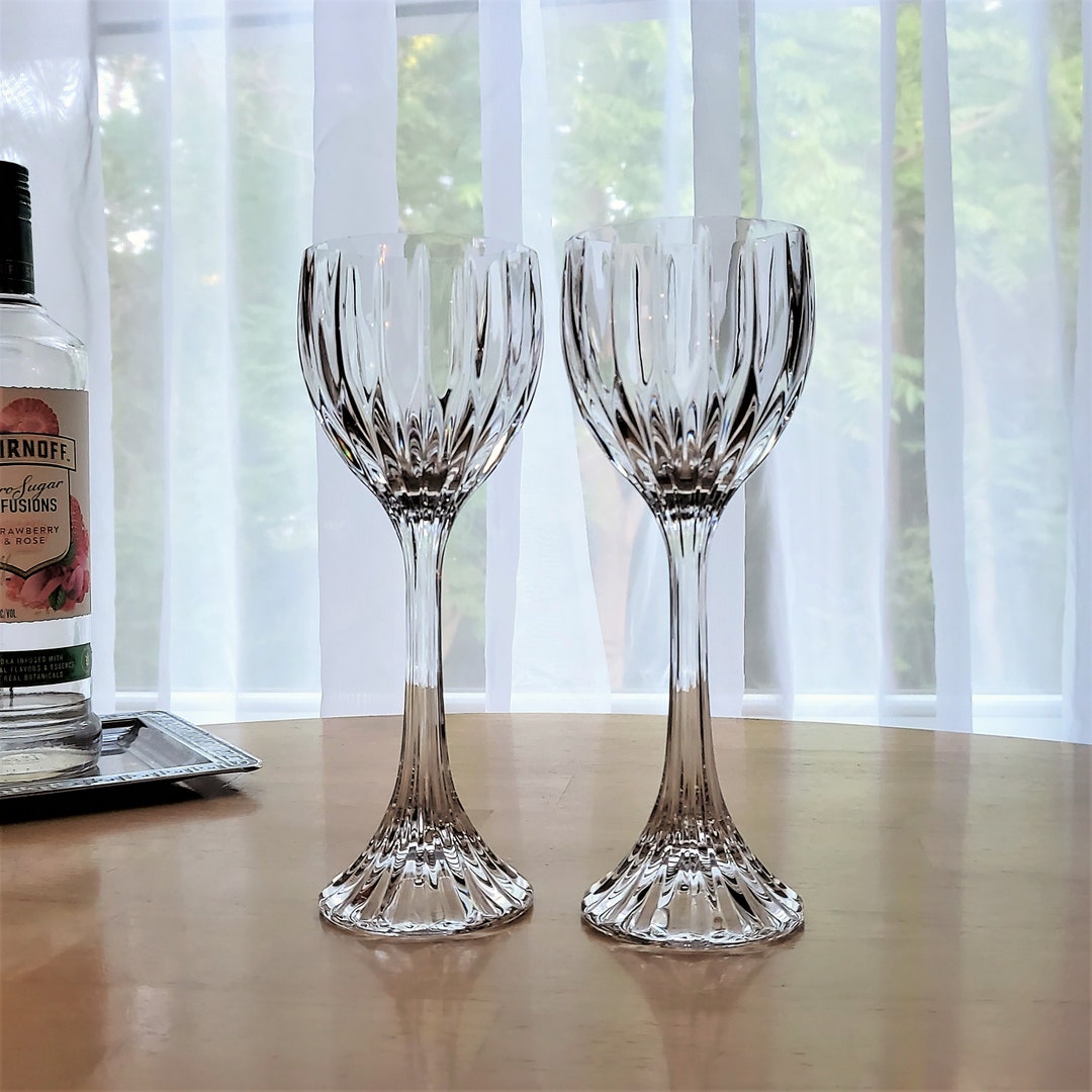 2 Vintage Mikasa Park Lane Wine Glasses-cut Crystal Long Stem Wine ...