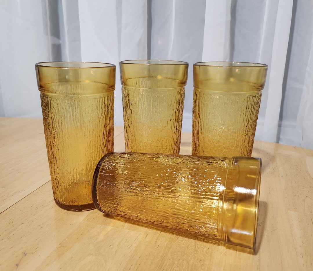 4 Vintage Kerr Textured Glass Tumblers in Gold - Etsy