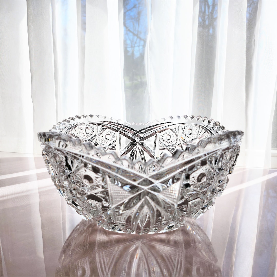 Vintage EAPG Bowl-mckee Fentec Pattern W/stars & Scalloped Sawtooth Rim ...