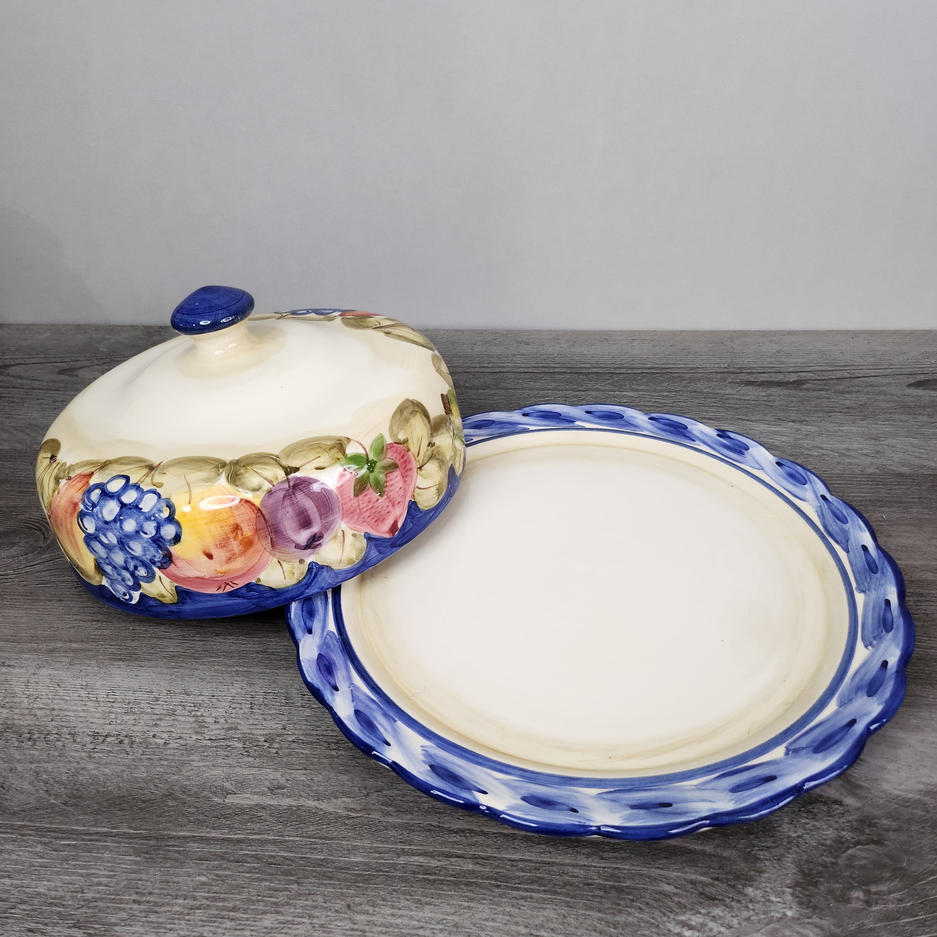 Vintage Covered Platter-plate W/dome Lid-hand Painted Made in - Etsy