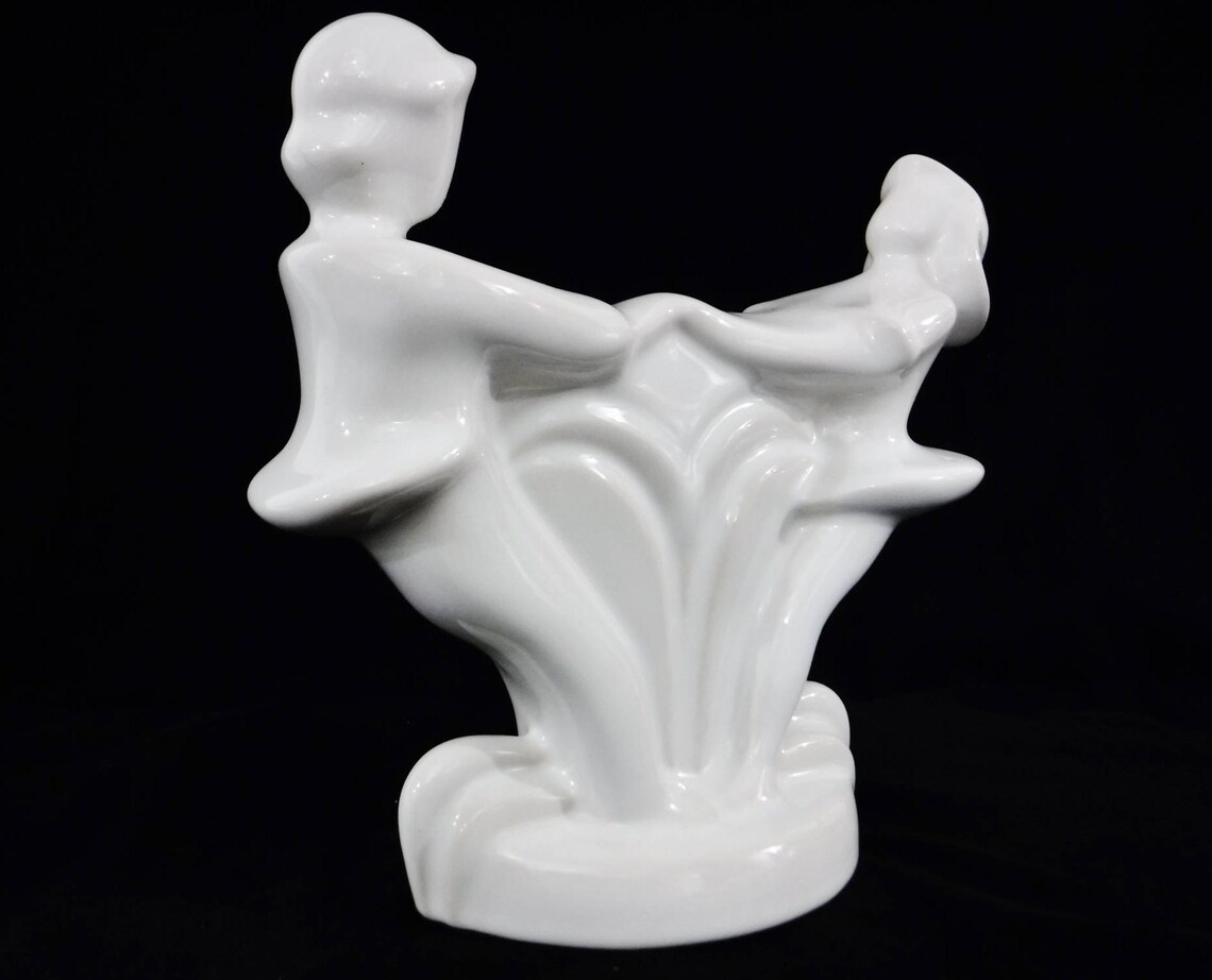 80s Vintage Art Deco Revival Statue Figurine of Boy & Girl - Etsy