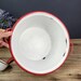 Vintage Porcelain Enameled Pot & Ladle-white W/red Trim Rustic ...