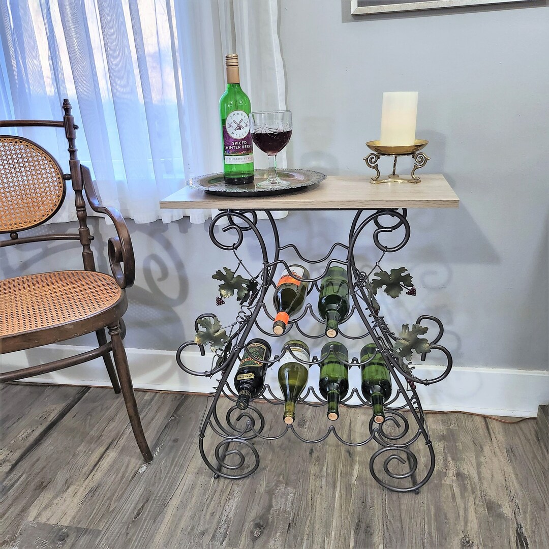 Vintage 15 Bottle Wine Rack Floor Standing W/tabletop-metal Scroll and ...