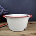 Vintage Porcelain Enameled Pot & Ladle-white W/red Trim Rustic ...