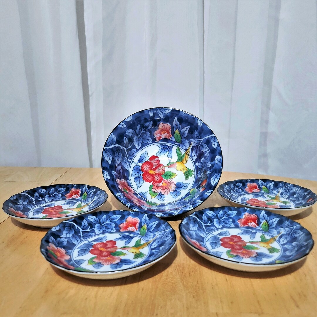 5 Vintage Japanese Hummingbird Bowls-andrea by Sadek Made in Japan - Etsy