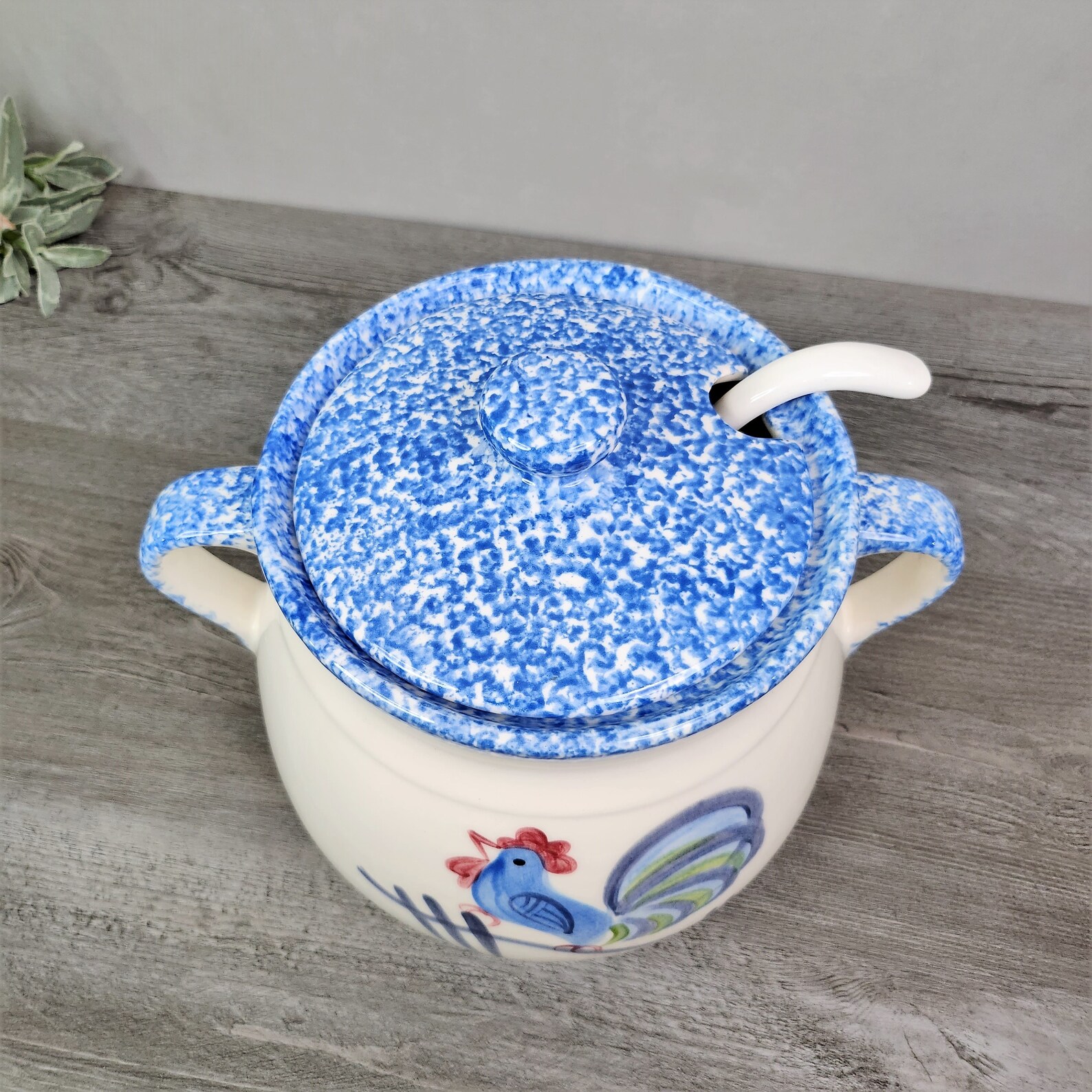 Vintage Los Angeles Potteries Rooster Tureen With Ladle: Hand-painted ...