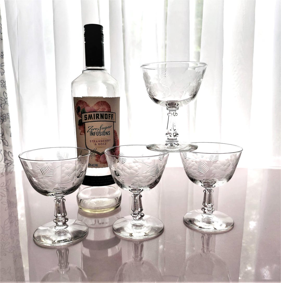 Set of 4 Libbey Crystal Garland Sherbet Cocktail Glasses-50s Mid ...