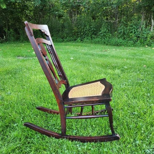 Antique Victorian Rocking Chair W/carved Back and Cane Seat-vintage ...