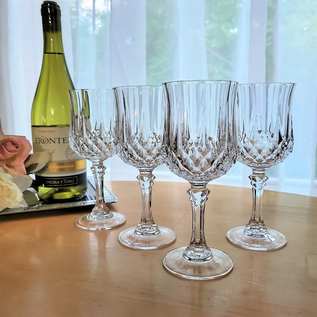 Set of 4 Longchamp Crystal Wine Glasses by Cristal D'arques Durand ...