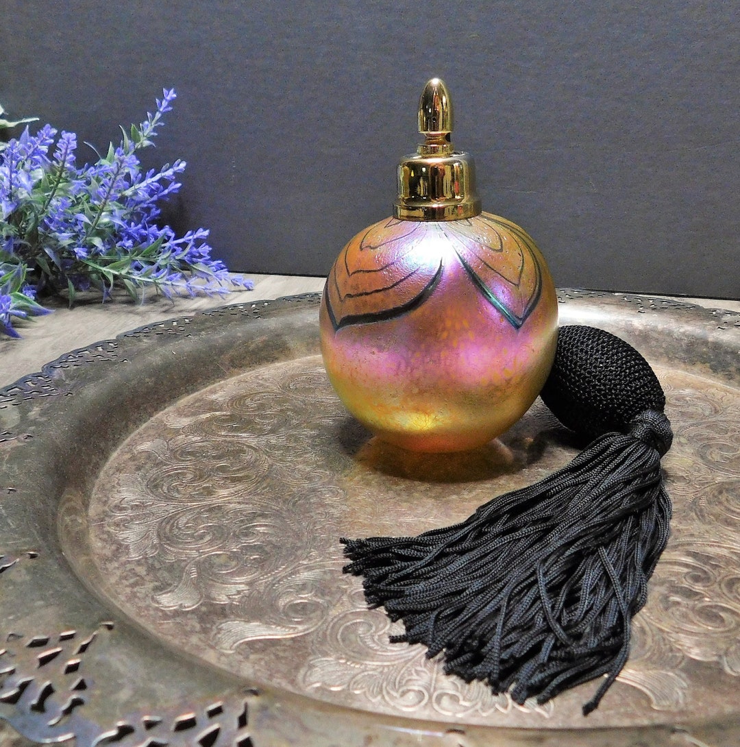 Vintage Brioni Art Glass Perfume Bottle Atomizer-iridescent Ball Shape ...