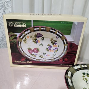 Vintage Oneida Strawberry Plaid Oval Serving Bowl - Etsy