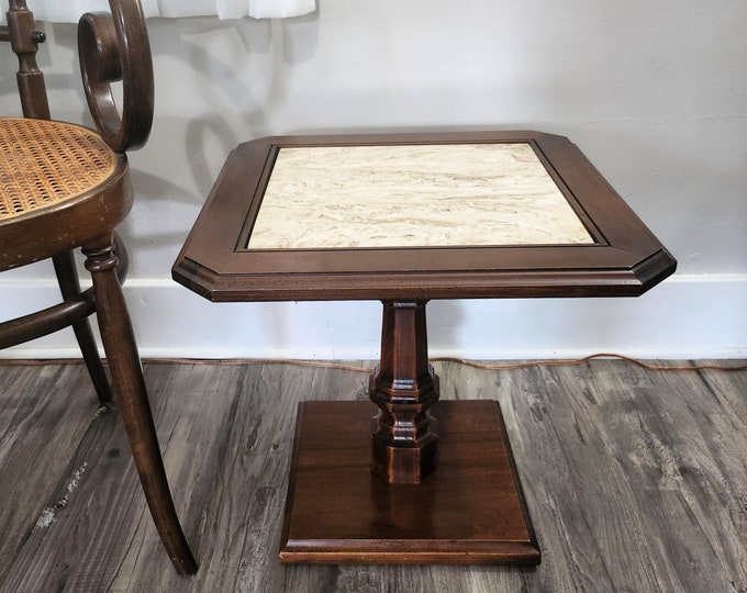 Vintage Mersman Side Table-wood & Marble End Table - Etsy