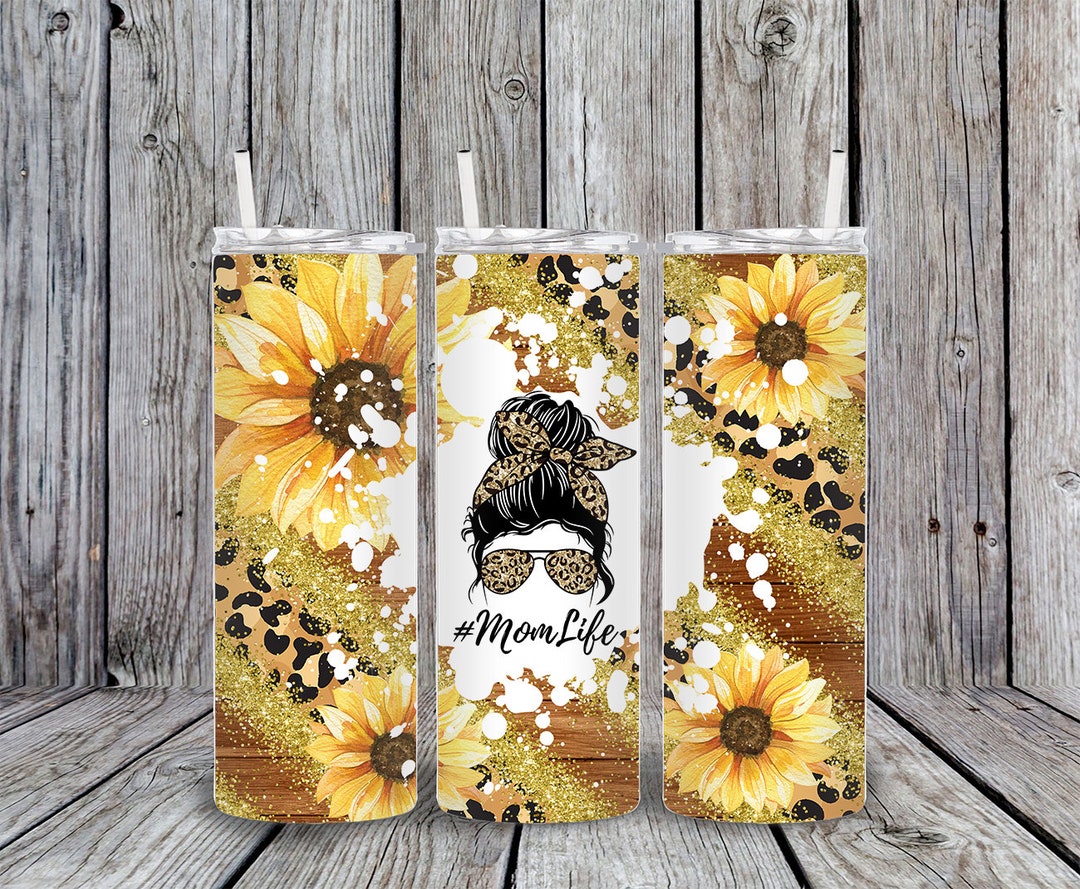 Mom Life Sunflower Leopard Sublimation Tumbler | 20oz or 30oz Skinny ...