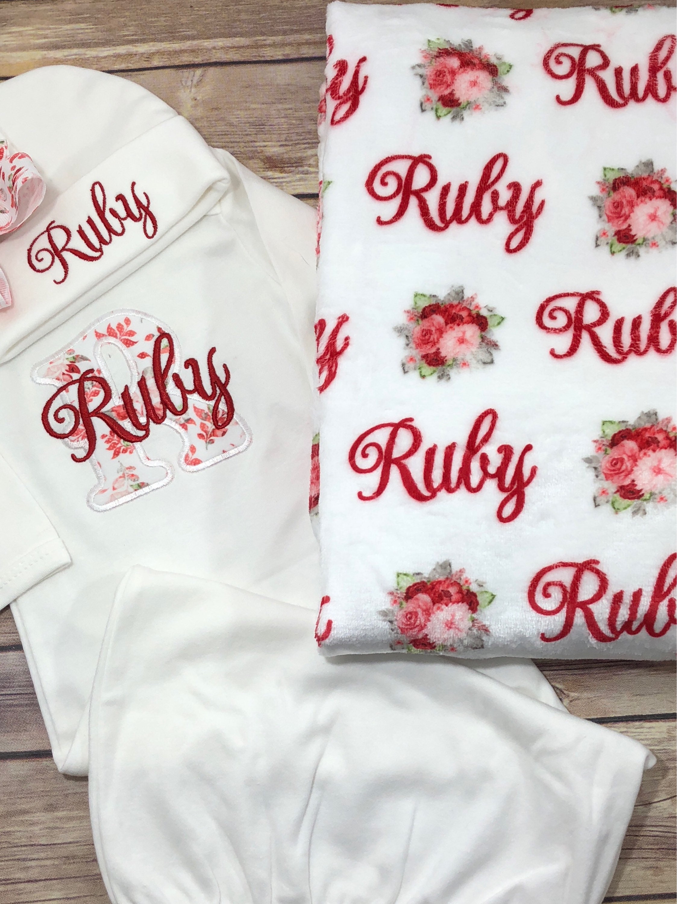 Personalized Red Floral Baby Gown Baby Coming Home Outfit Baby | Etsy