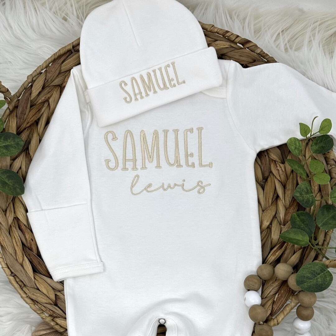 Embroidered Baby Name Romper and Hat, Personalized Newborn Outfit - Etsy