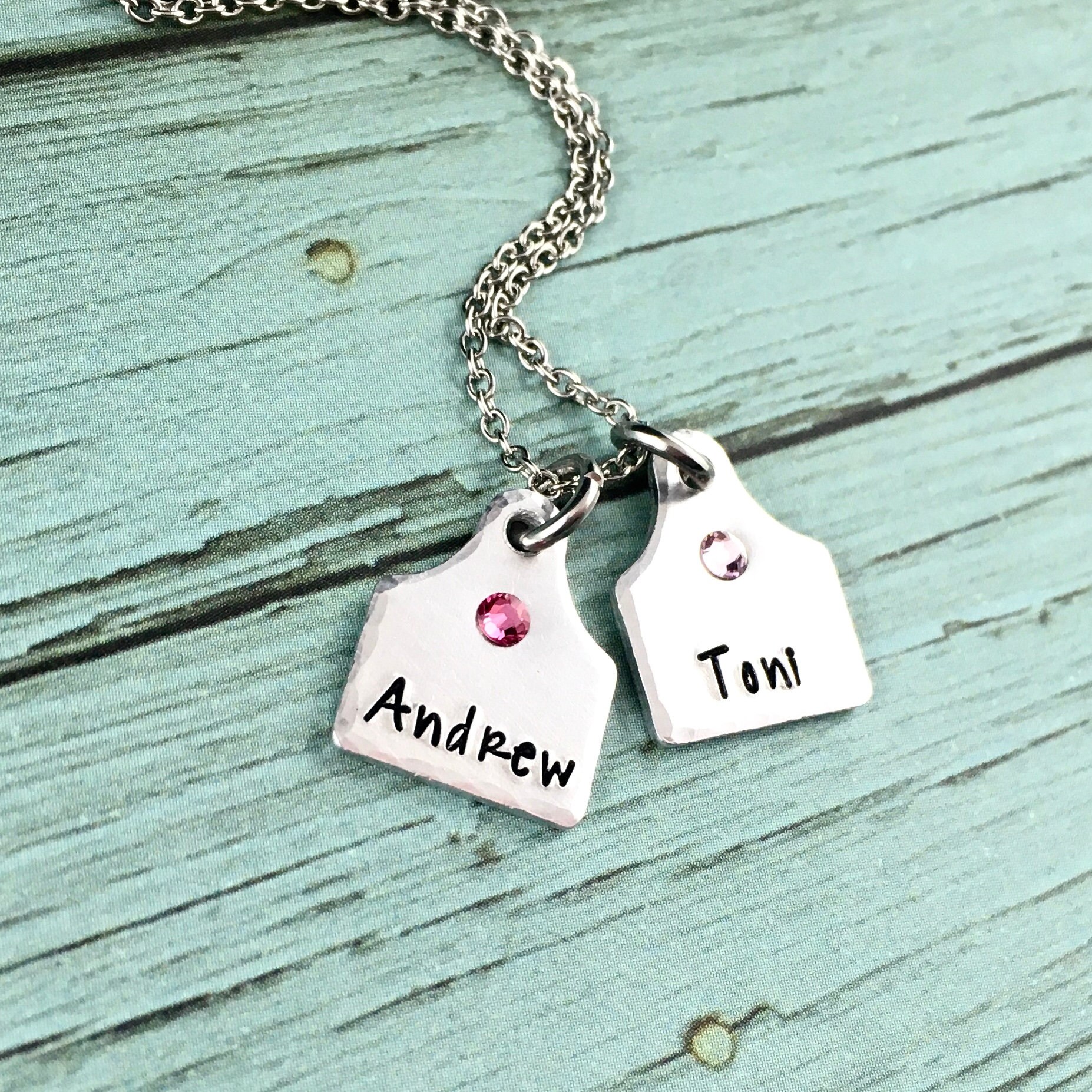 Cattle Tag Necklace Cow Tag Ear Tag Hand Stamped Cattle Tag - Etsy