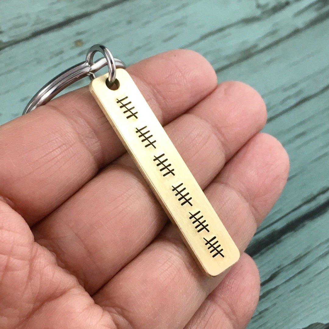 2 Sided Tally Mark Keychain Brass Wedding Anniversary - Etsy