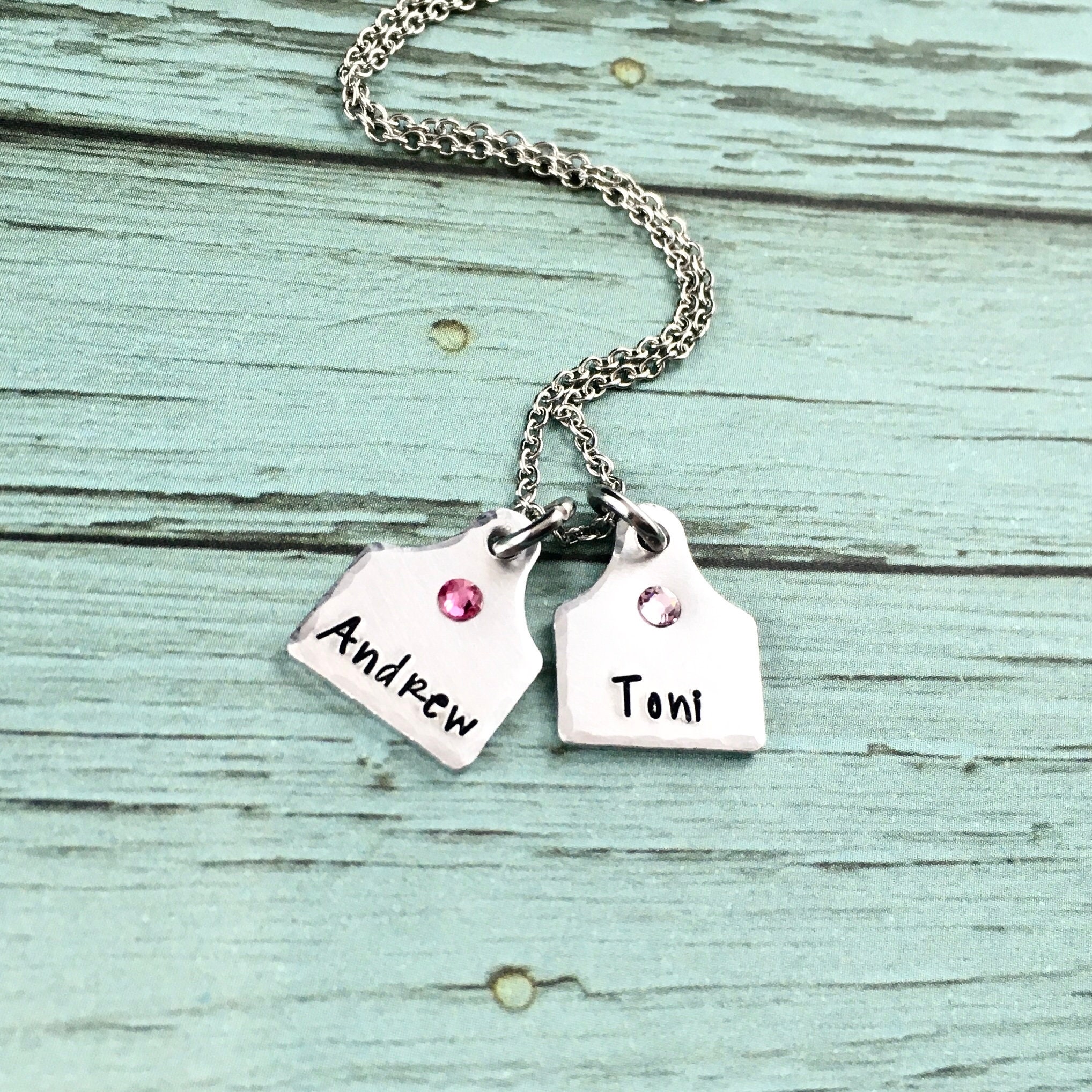 Cattle Tag Necklace Cow Tag Ear Tag Hand Stamped Cattle Tag - Etsy