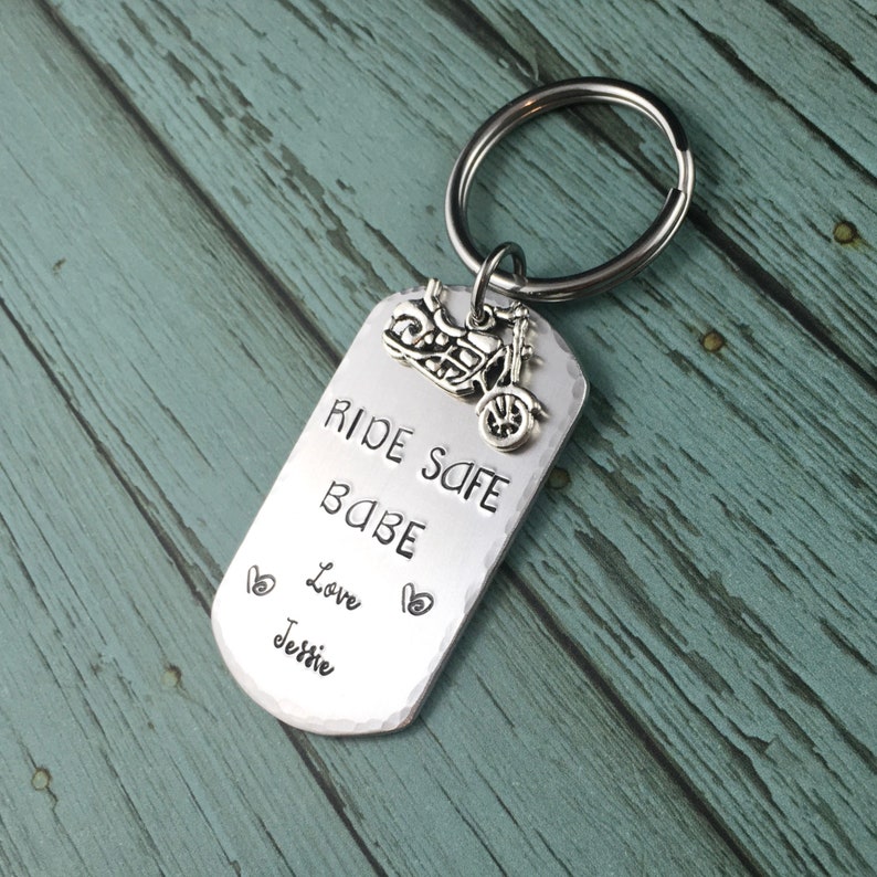 Ride Safe Keychain Motorcycle Charm Personalised Ride Safe | Etsy