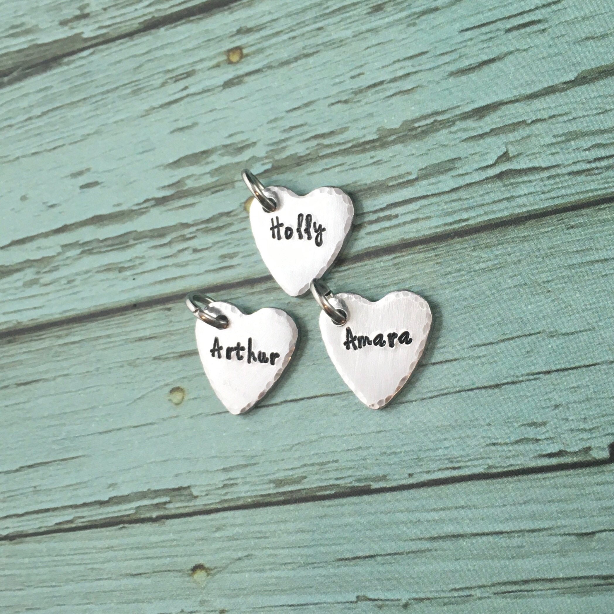 Add on Name Tag Heart Name Tag Hand Stamped Name Jewelry - Etsy Australia