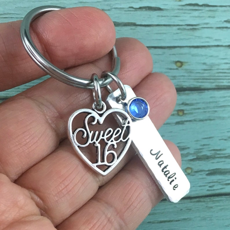 Sweet 16 Birthday Keychain 16th Birthday Gift Personalised - Etsy