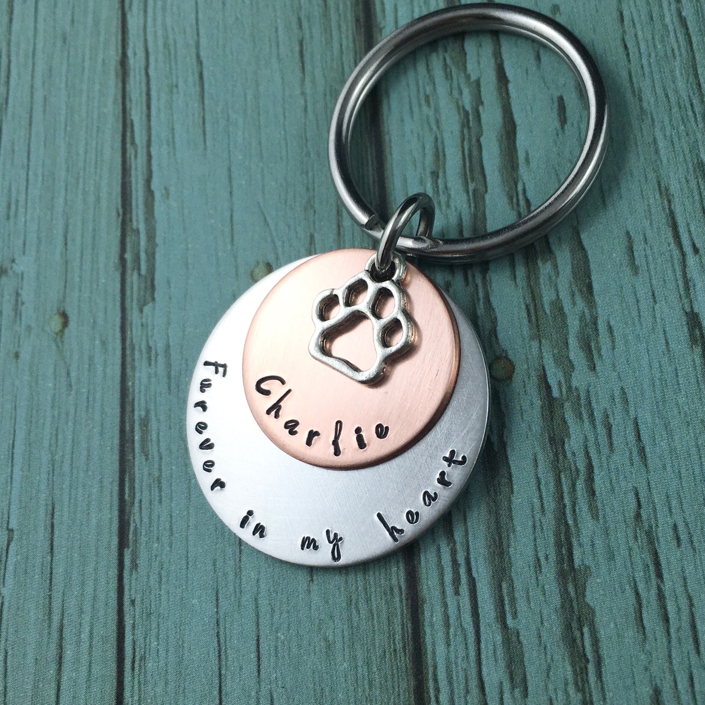 Pet Memorial Keychain Personalised Hand Stamped Pet Name - Etsy