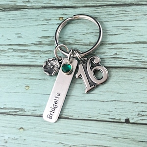 16 Year Old Girl Birthday Keychain, Personalised Gift for 16th Birthday ...
