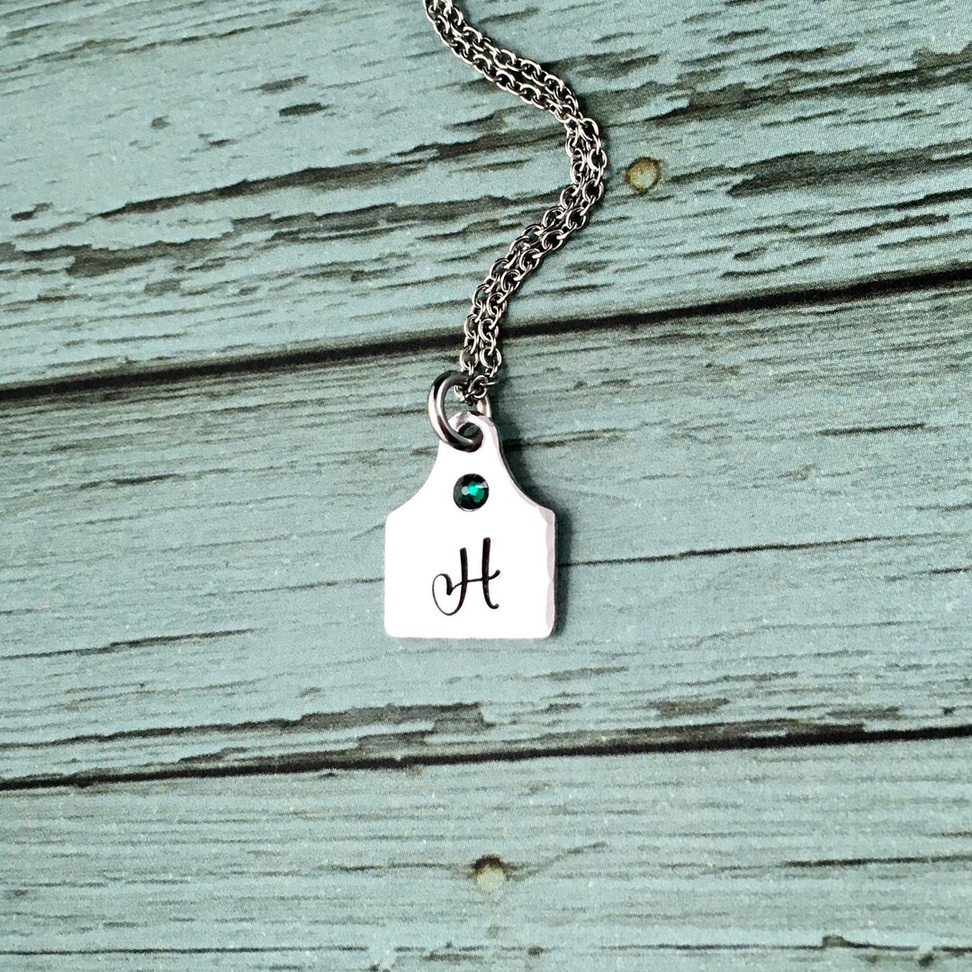 Hand Stamped Cattle Tag Necklace, Cow Tag, Ear Tag, Cattle Tag Jewelry ...