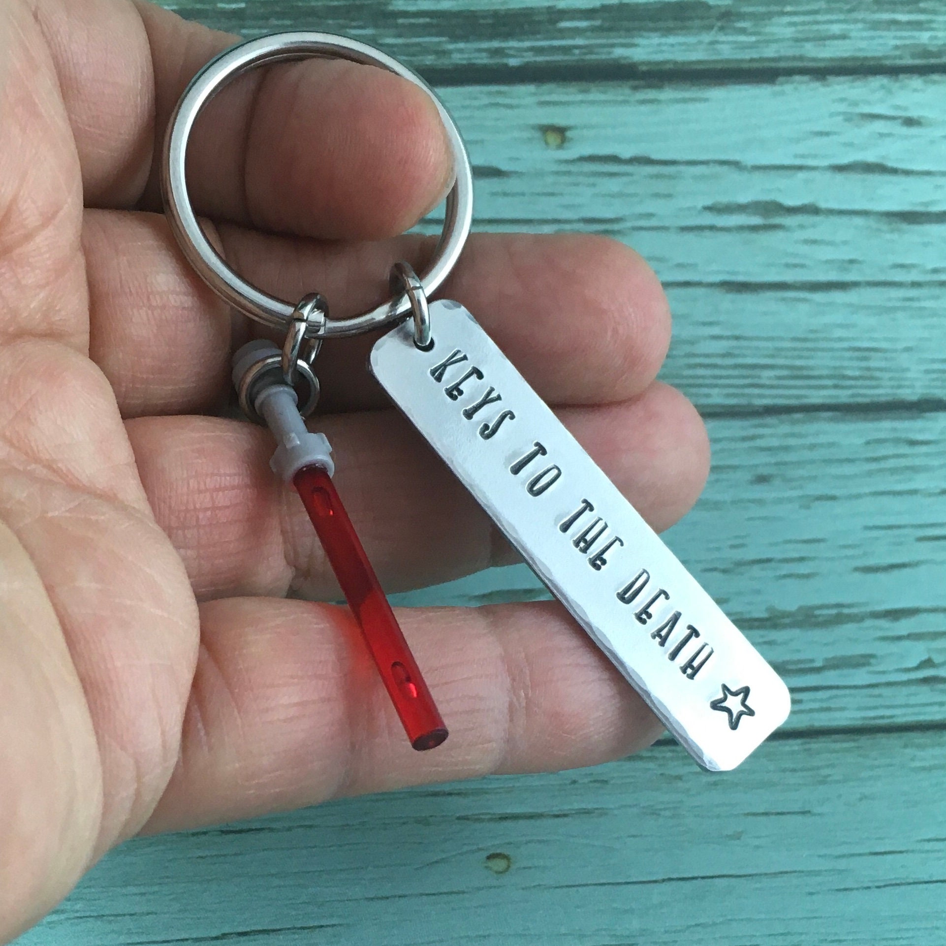 Death Star Keychain Lightsaber Keychain Hand Stamped Star | Etsy