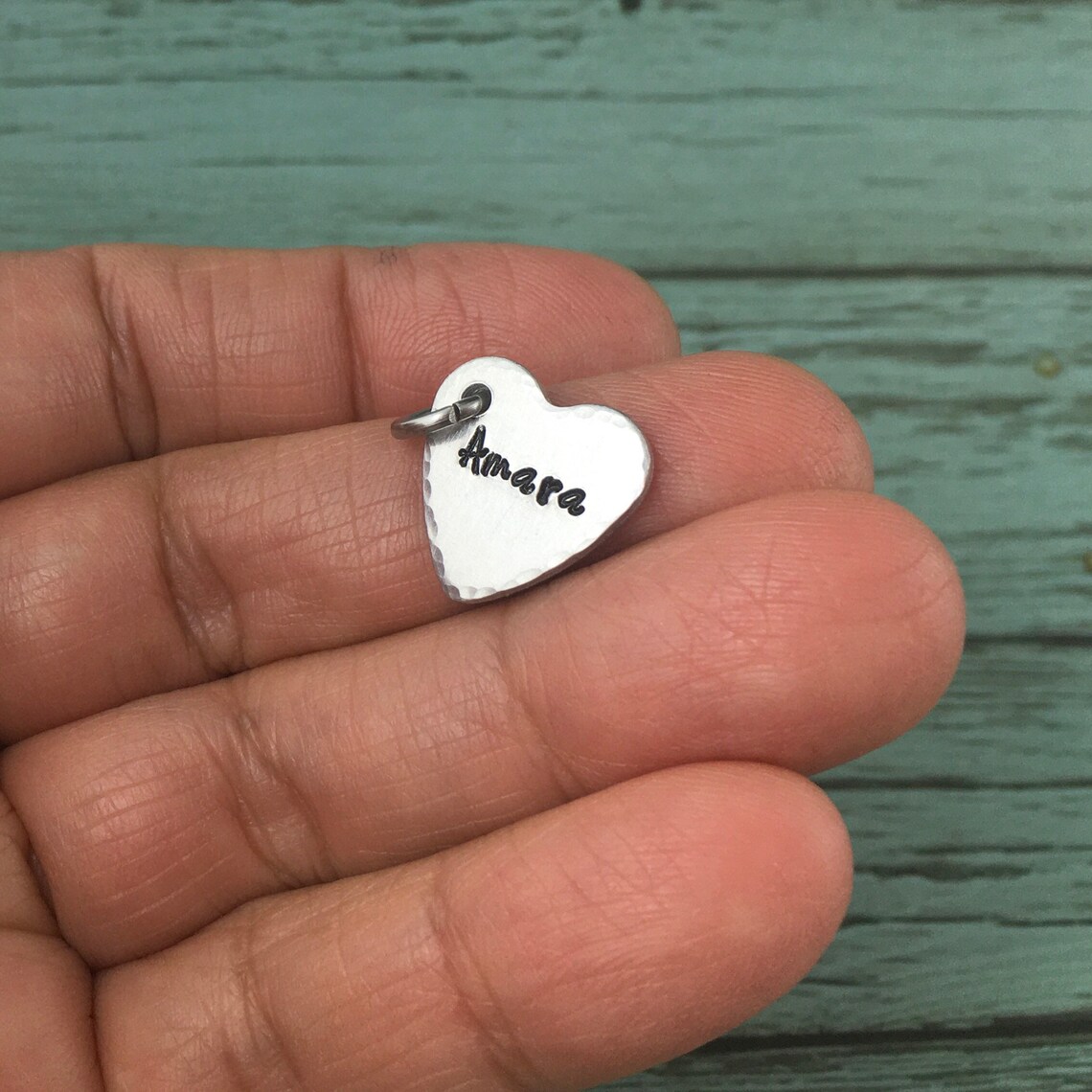 Add on Name Tag Heart Name Tag Hand Stamped Name Jewelry - Etsy