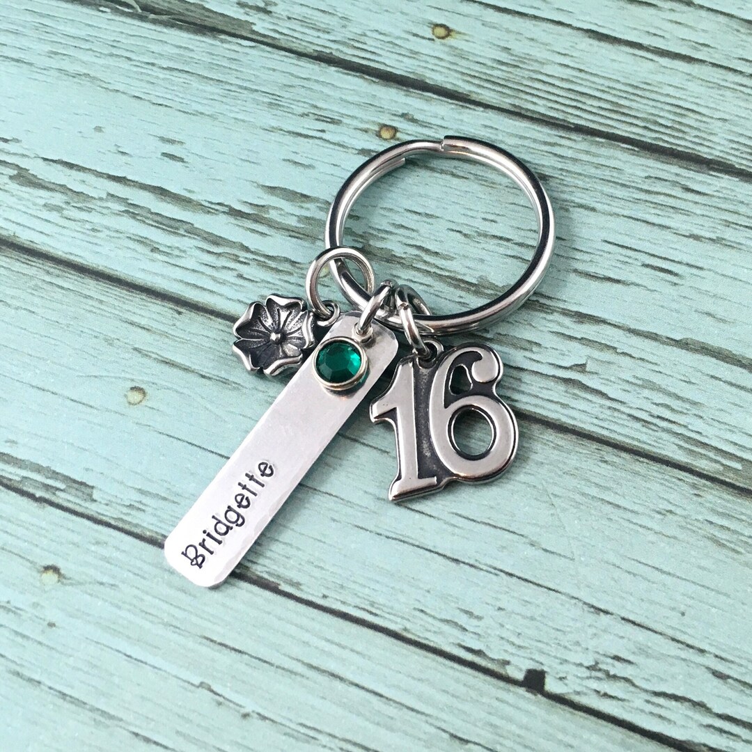 16 Year Old Girl Birthday Keychain, Personalised Gift for 16th Birthday ...