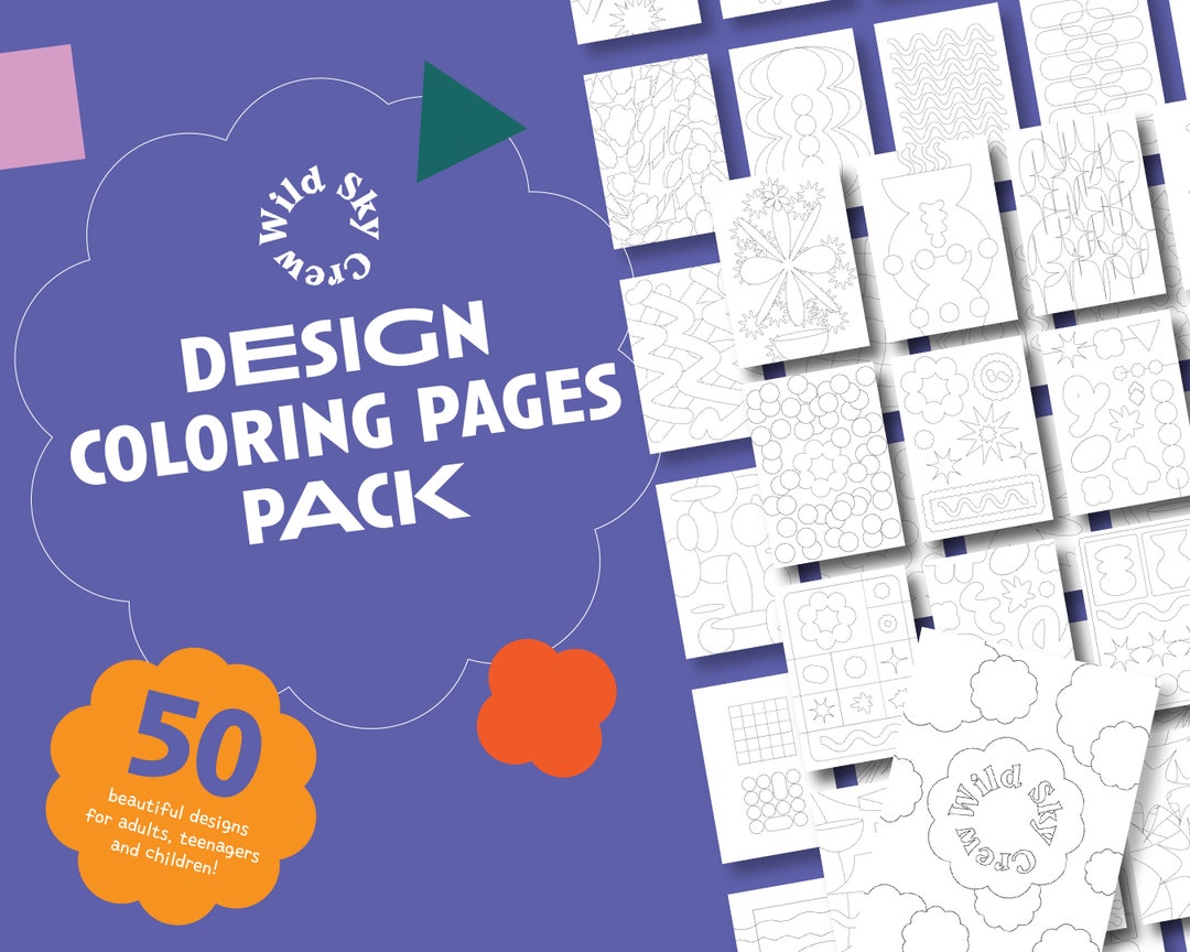 Design Coloring Pages Pack | 50 Pages | for Adults, Teenagers Children ...