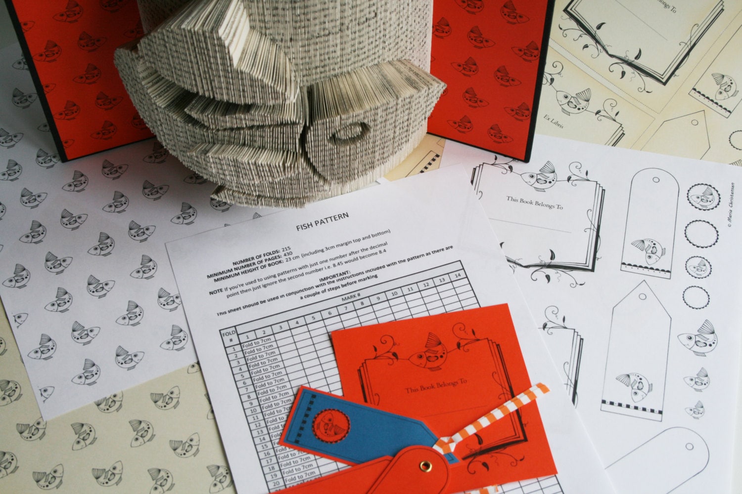 Book Folding Pattern Fish: Book Folding Tutorial, Cut and Fold, Free ...