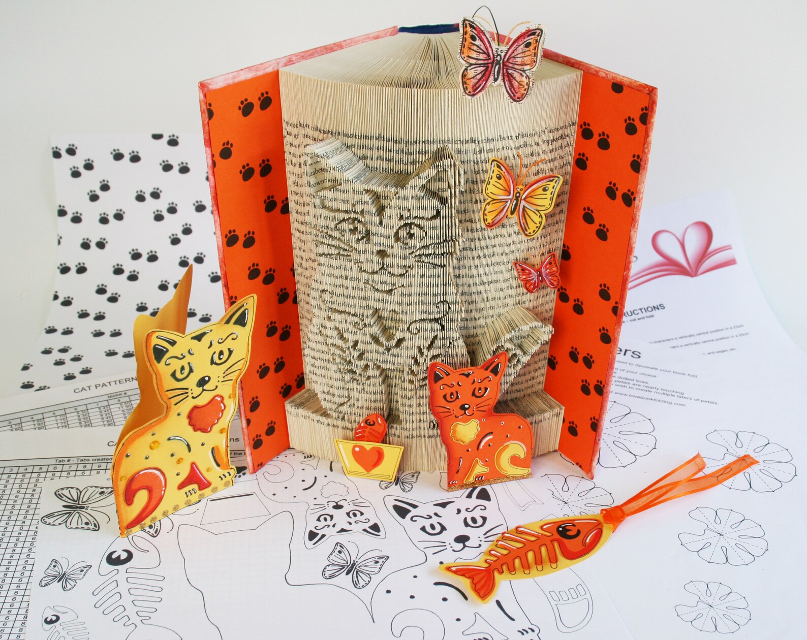 Cat Book Folding Pattern Tutorial Cut and Fold Free | Etsy