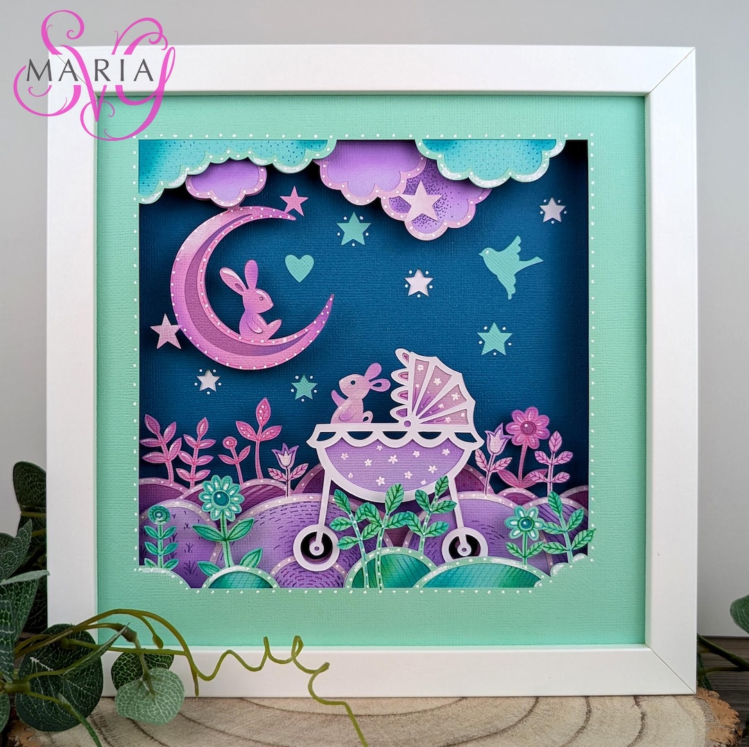 3D SVG File - Baby Pram Shadow Box Pattern - for Cricut - for ...
