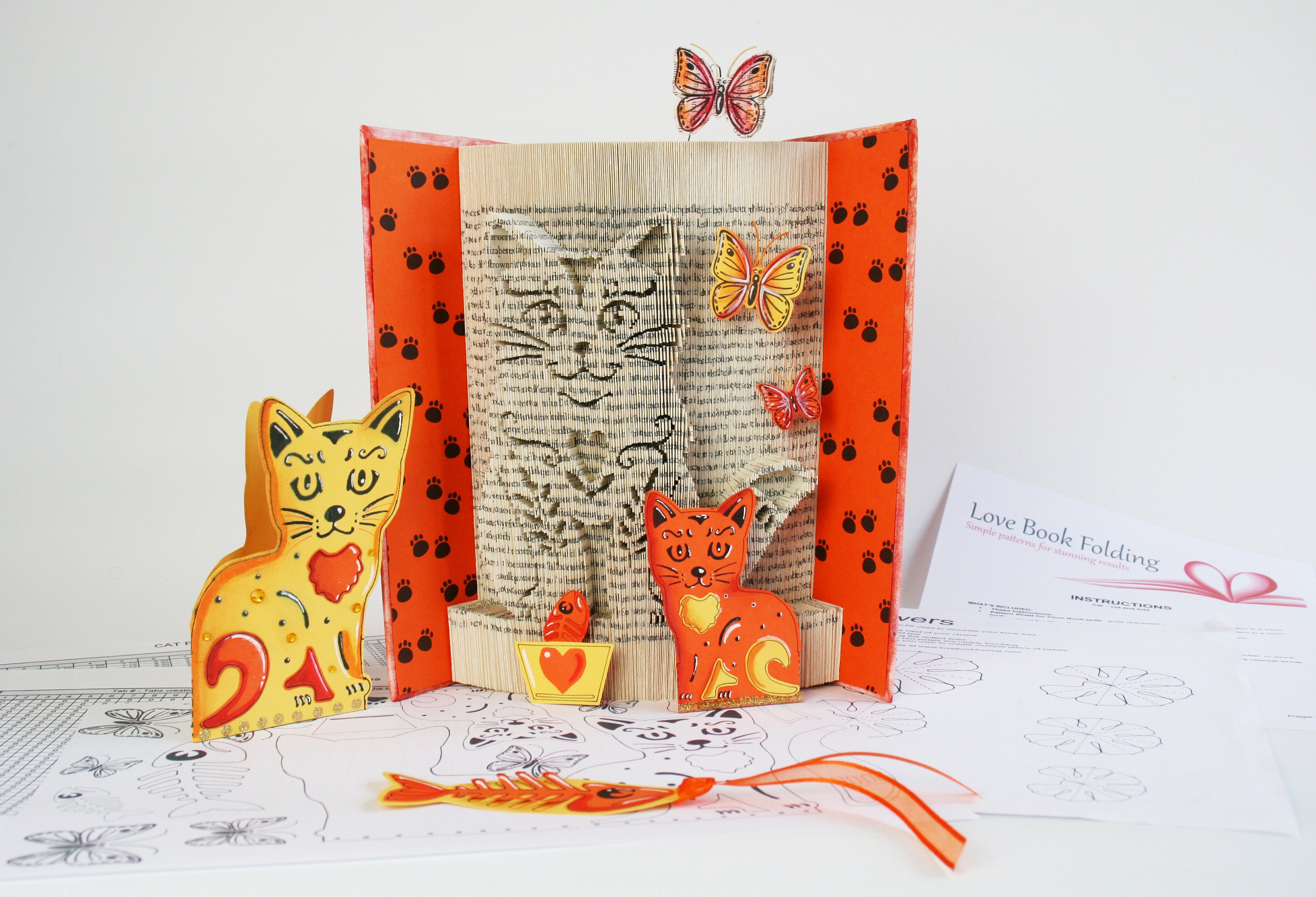 Cat Book Folding Pattern + Tutorial, Cut and Fold, Free Printable ...