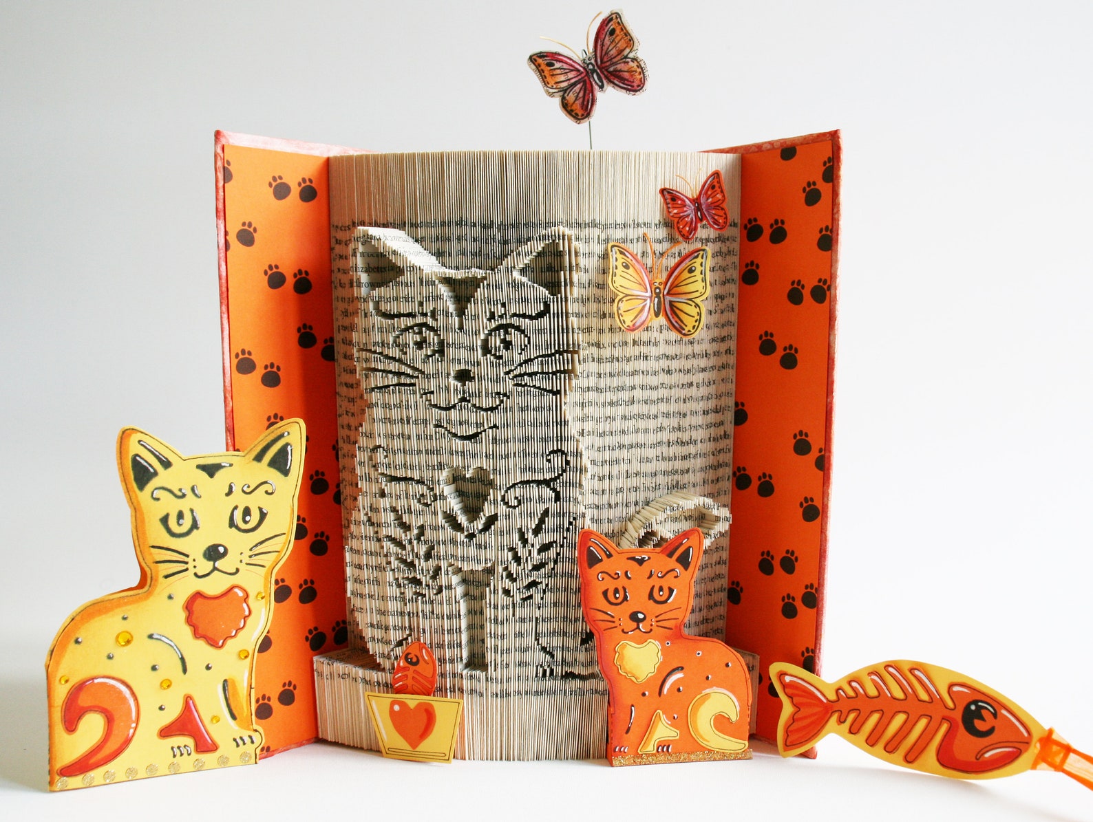 Cat Book Folding Pattern Tutorial Cut and Fold Free | Etsy