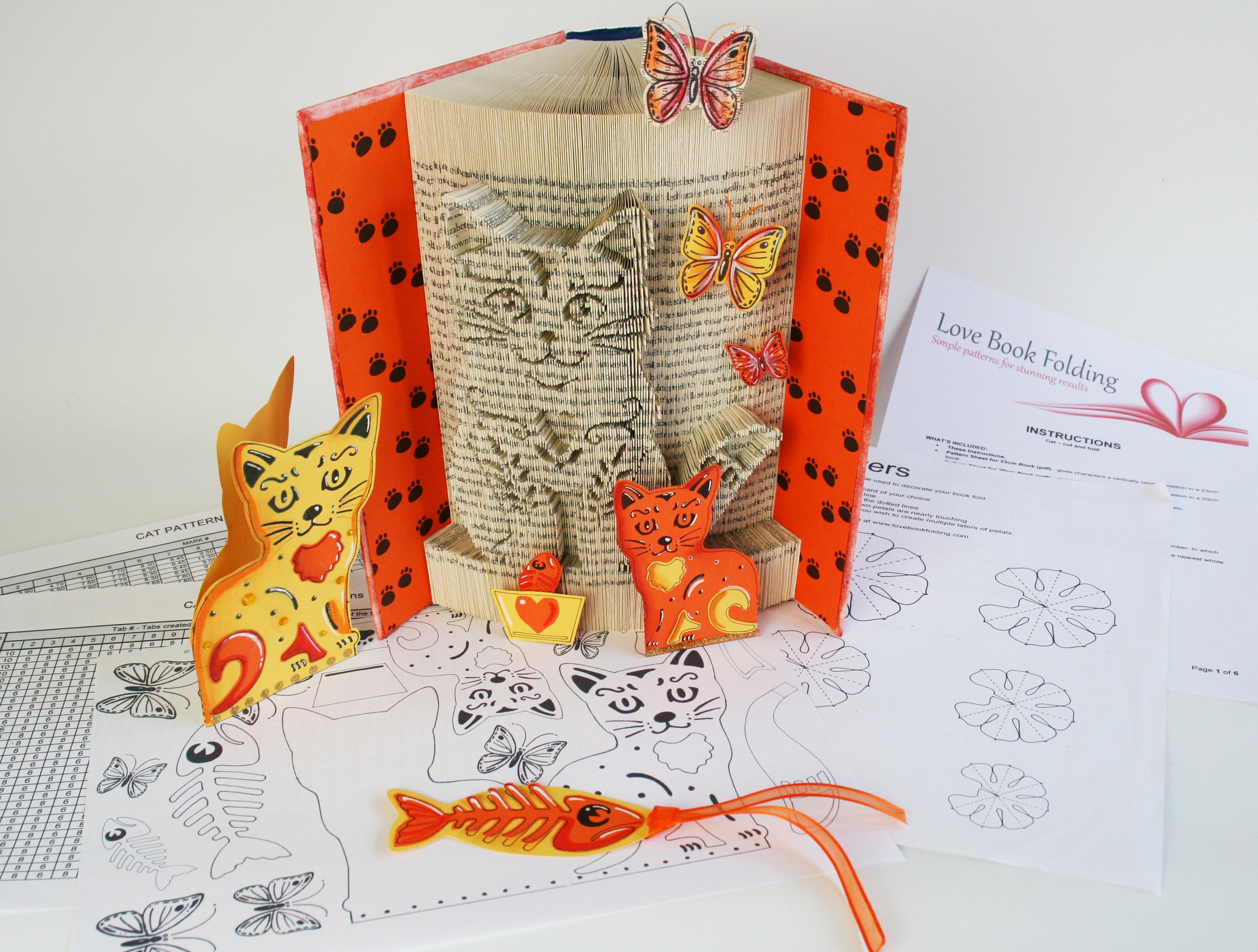 Cat Book Folding Pattern + Tutorial, Cut and Fold, Free Printable ...