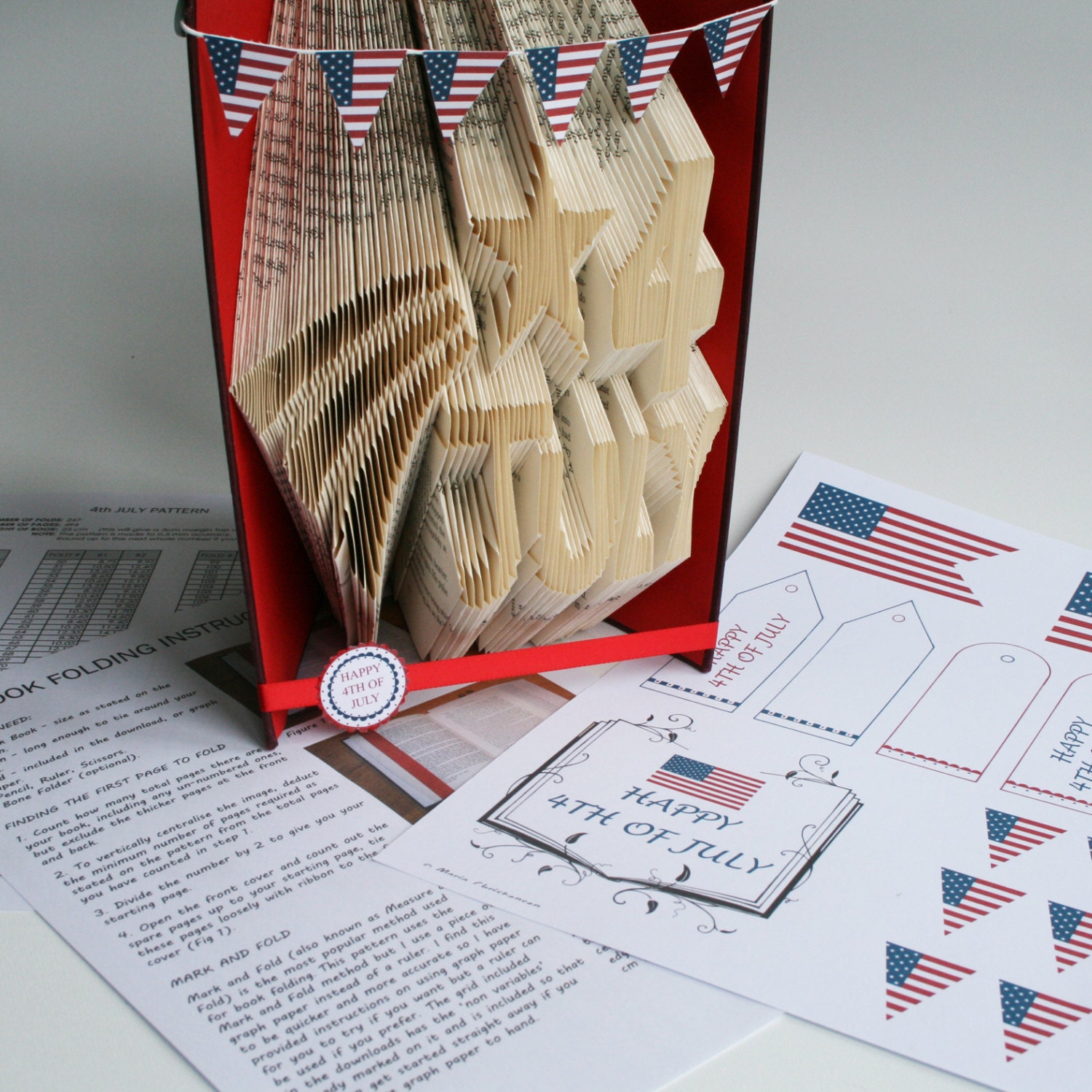 July 4th, Independence Day Book Folding Pattern: Plus Free Printable ...