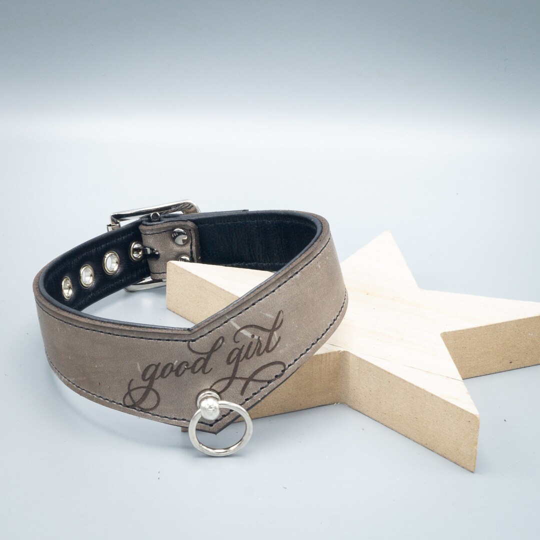 BDSM Collar / Slave Collar With Calligraphy "good Girl" Narrow - Grey ...