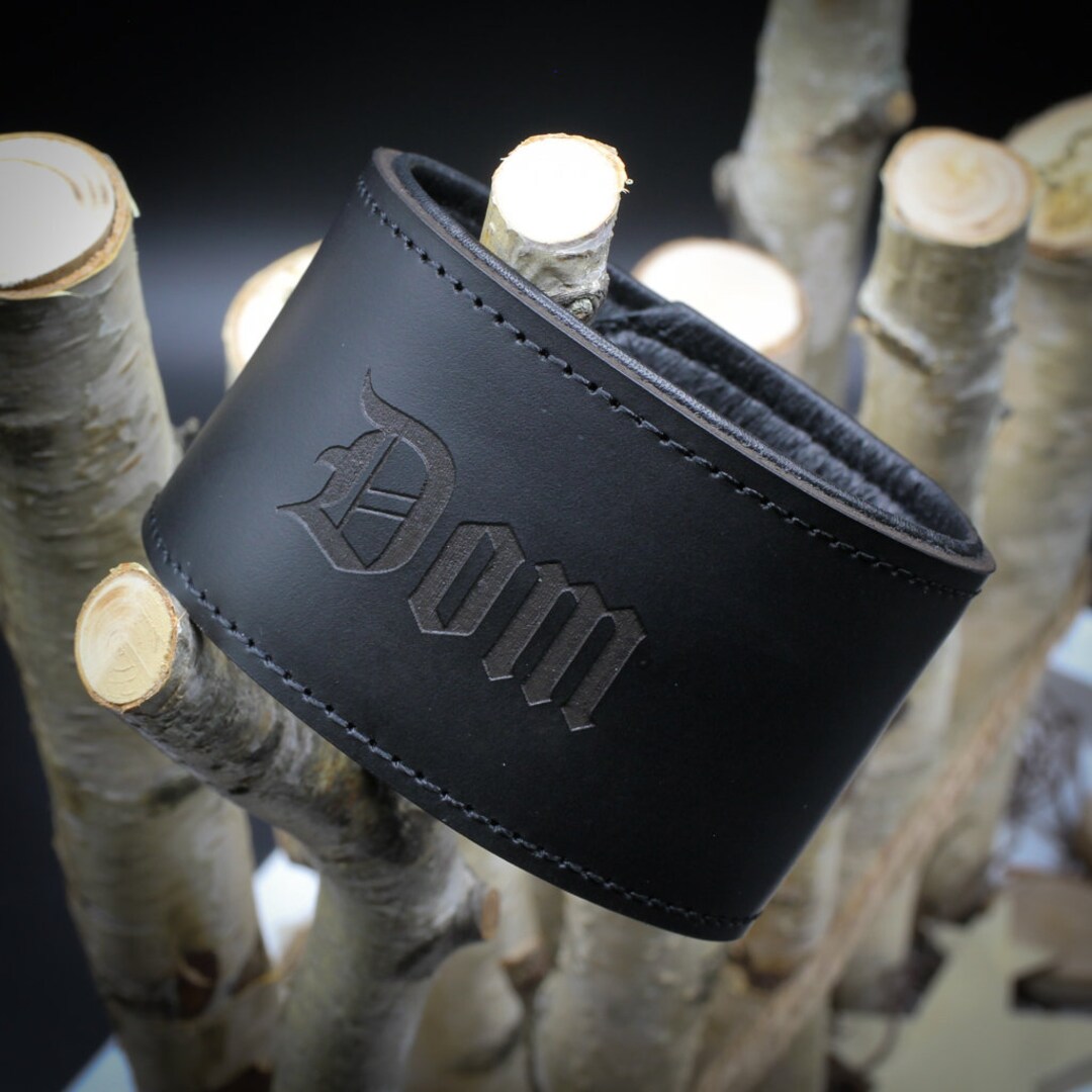 Black BDSM Leather Bracelet dom Antique Wide - Etsy