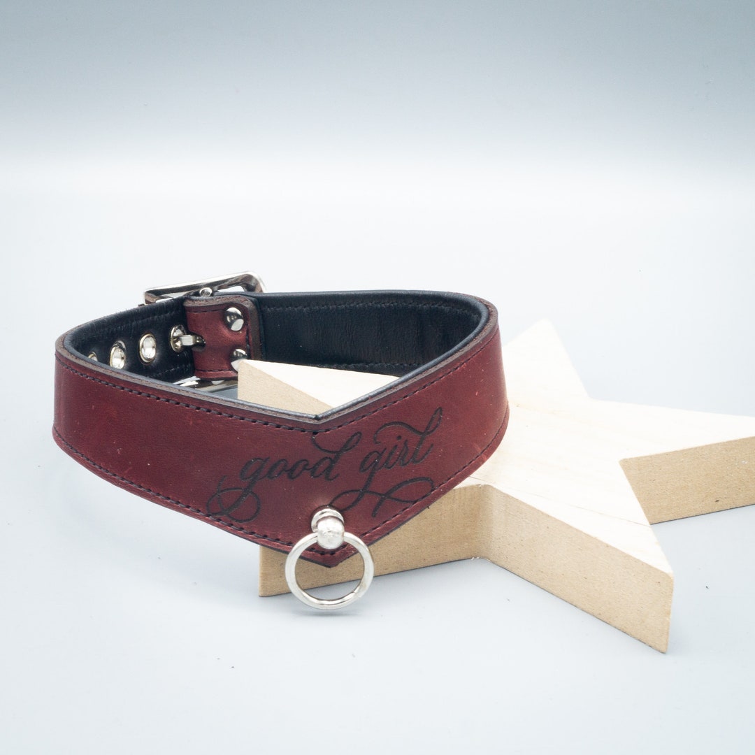 BDSM Collar / Slave Collar With Calligraphy "good Girl" Narrow - Red - Etsy