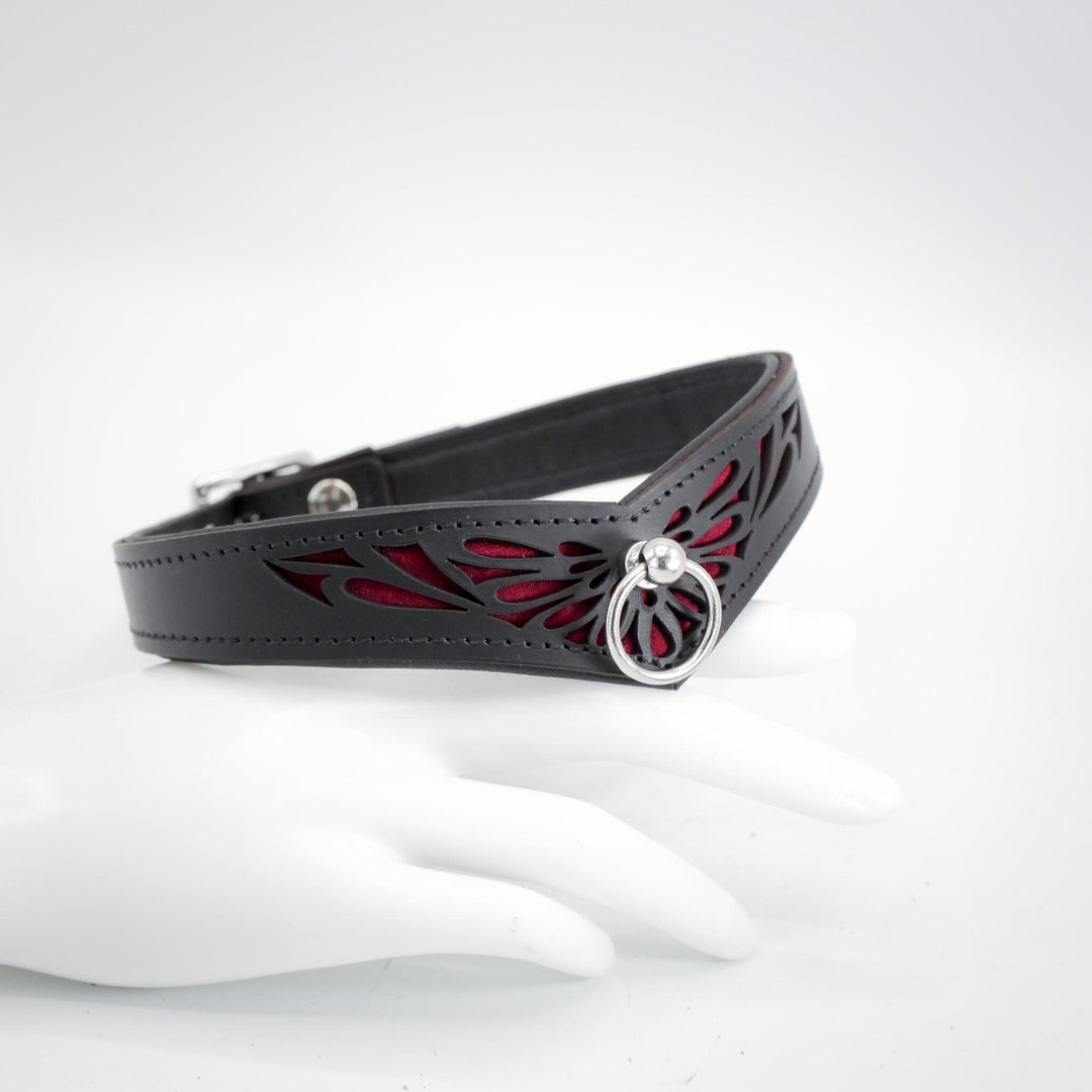 Leather BDSM Collar "incision No. 8" With O-ring - Etsy