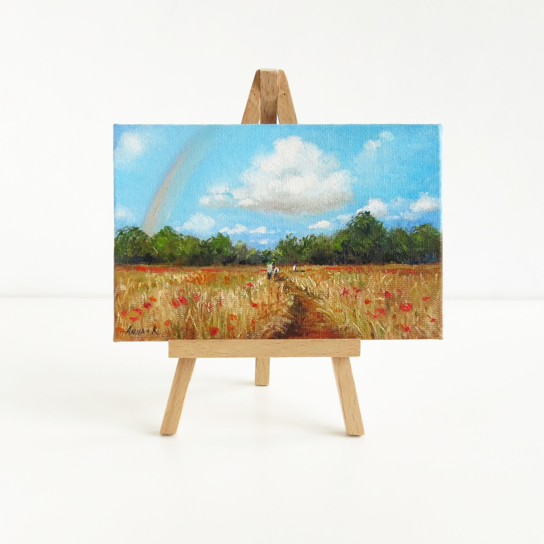 Original Small Landscape Painting, Rainbow Painting, Nature Art, Small ...