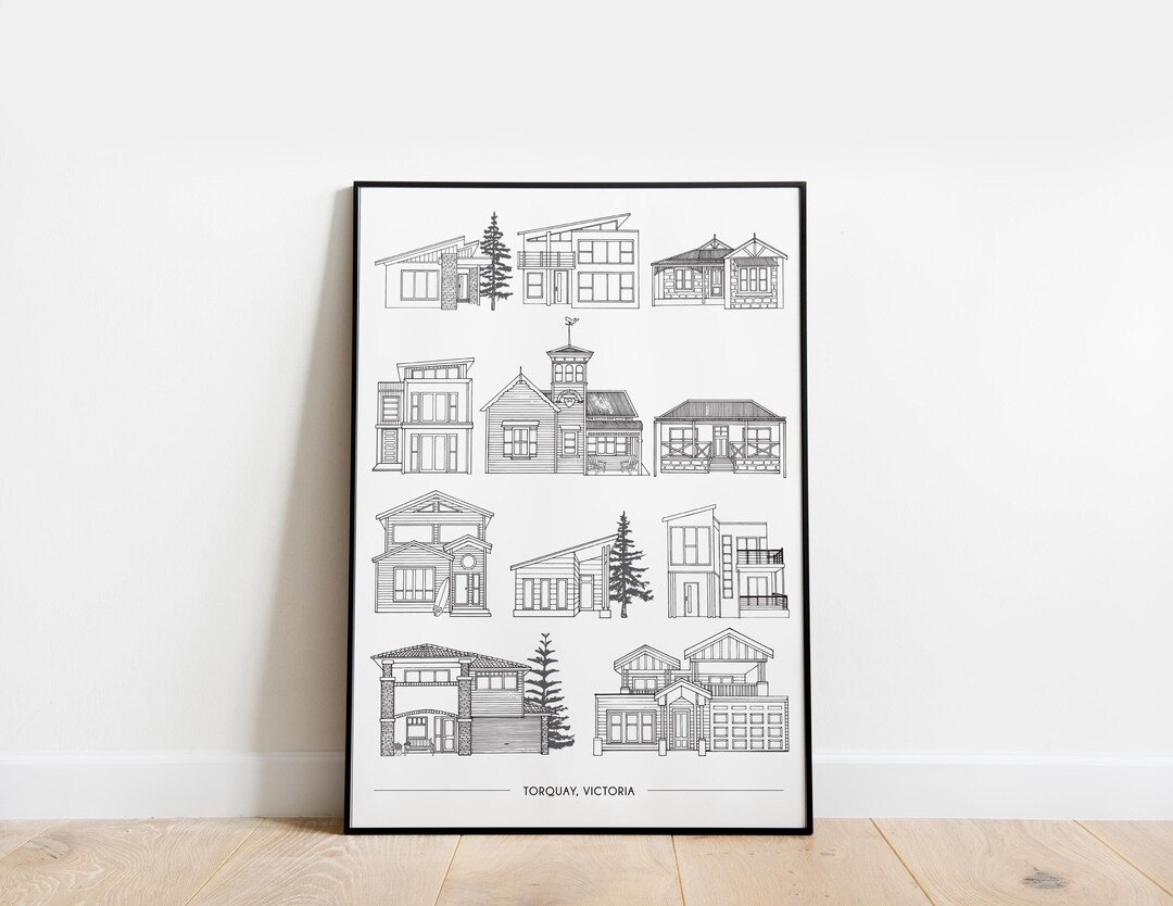 Houses of Torquay | A3 | Torquay Art, Melbourne, Surfing, Australian ...
