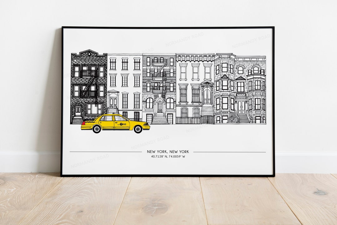 Houses of New York Print | A4 | NYC Art Print, New York Art Print, New ...