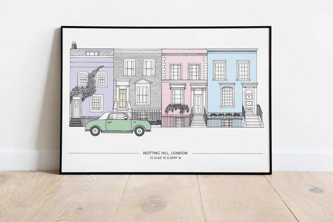 Houses of Notting Hill | A3 | Landscape Print, Notting Hill Print ...