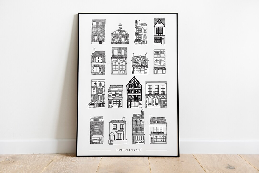 Houses of London Print | A4 | London Art, Art Print, Apartment Decor ...