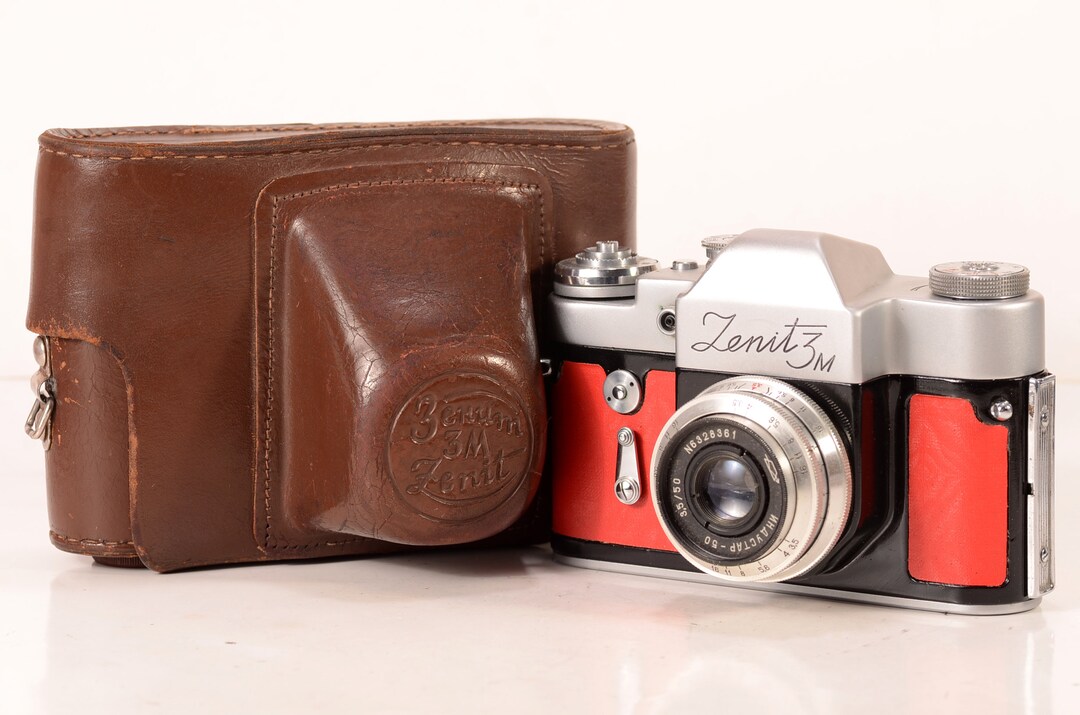 Zenit 3M Serviced CLA Red 35mm Film Camera USSR SLR Industar 50 3.5 ...